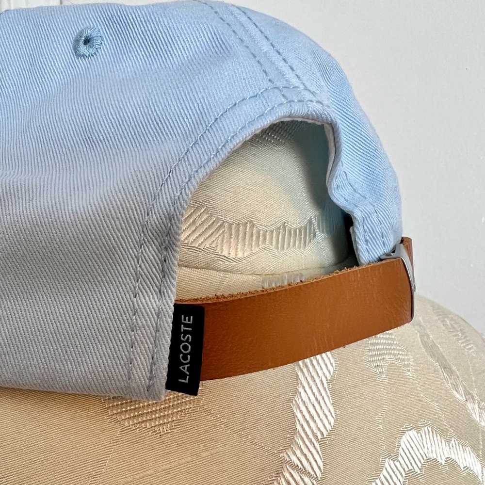 Lacoste Big Croc Crocodile Baby Blue Hat Cap Leather … - Gem